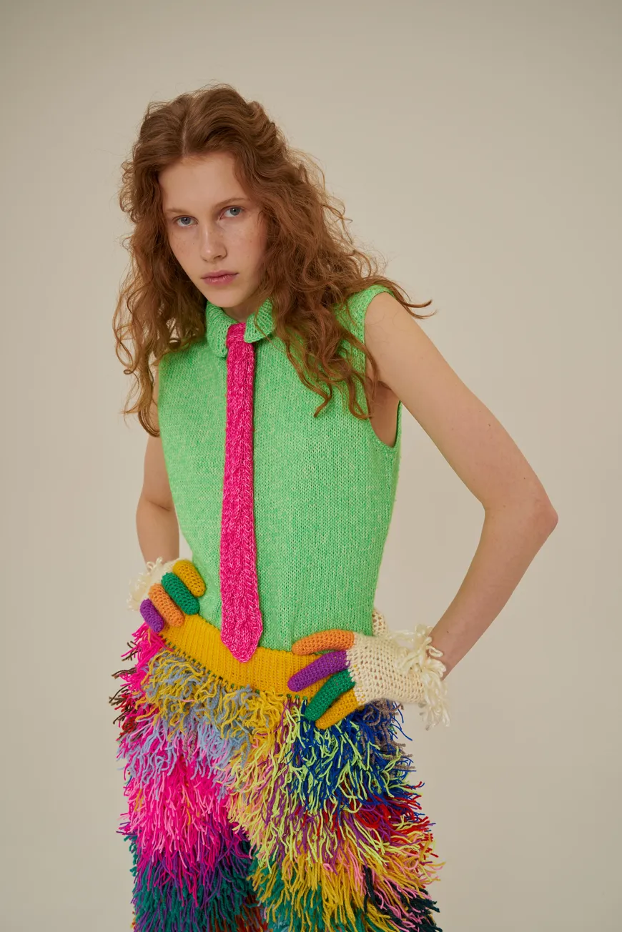 Vereja: Multicoloured gloves - With frills on the wrists